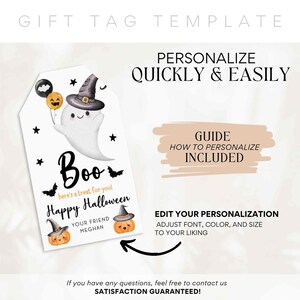 Printable Happy Halloween Gift Tag, Personalized Ghost Treat Tag, Trick ...