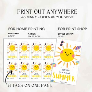 Have a Great Summer Gift Tag, Summer Sun Gift Tag, Sunshine Thank You ...