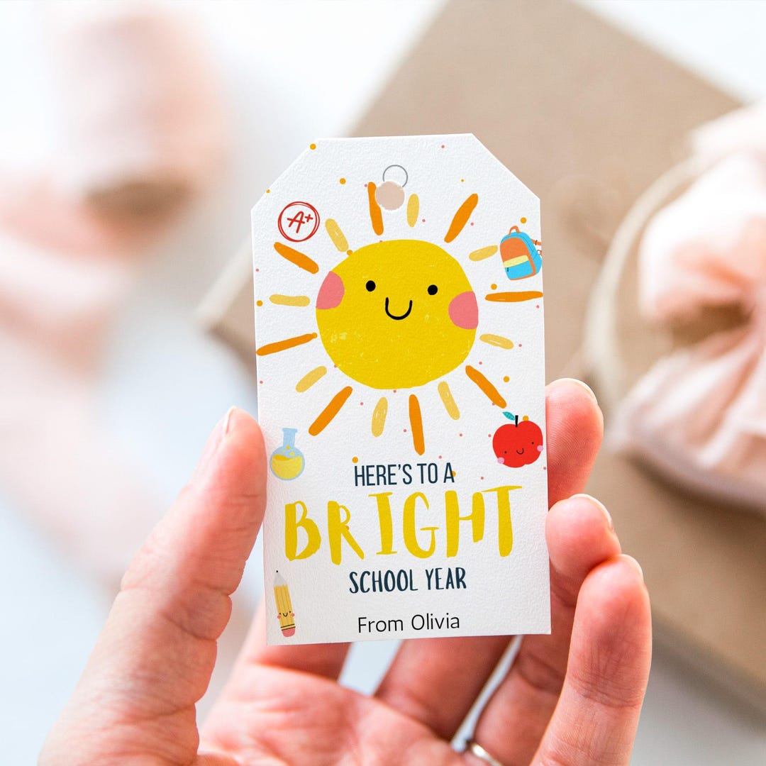 Back to School Sun Tag, Here's to a Bright School Year Tag, First Day ...
