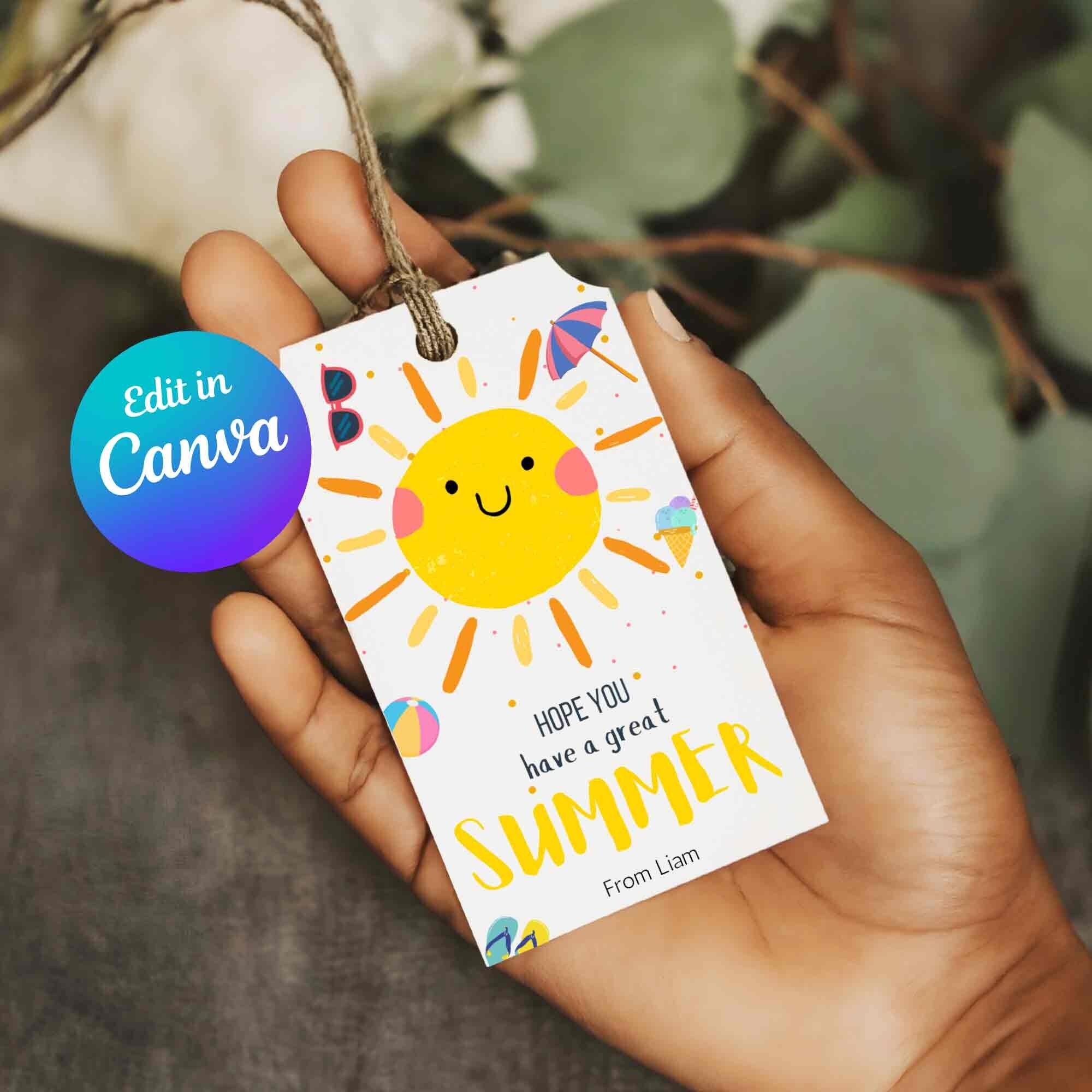 Have a Great Summer Gift Tag, Summer Sun Gift Tag, Sunshine Thank You ...