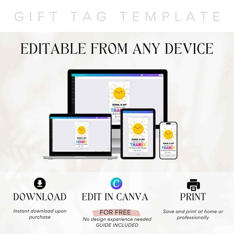 Have a Great Summer Gift Tag, Summer Sun Gift Tag, Sunshine Thank You ...