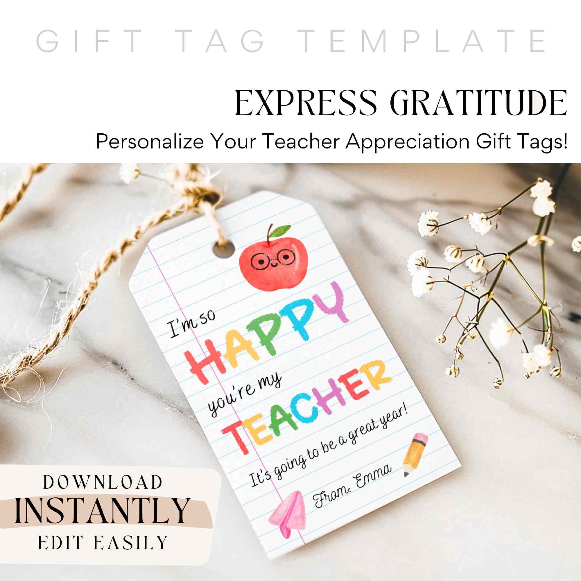 Back to School Gift Tag Template, Printable Gift Tags, Editable Tag for ...