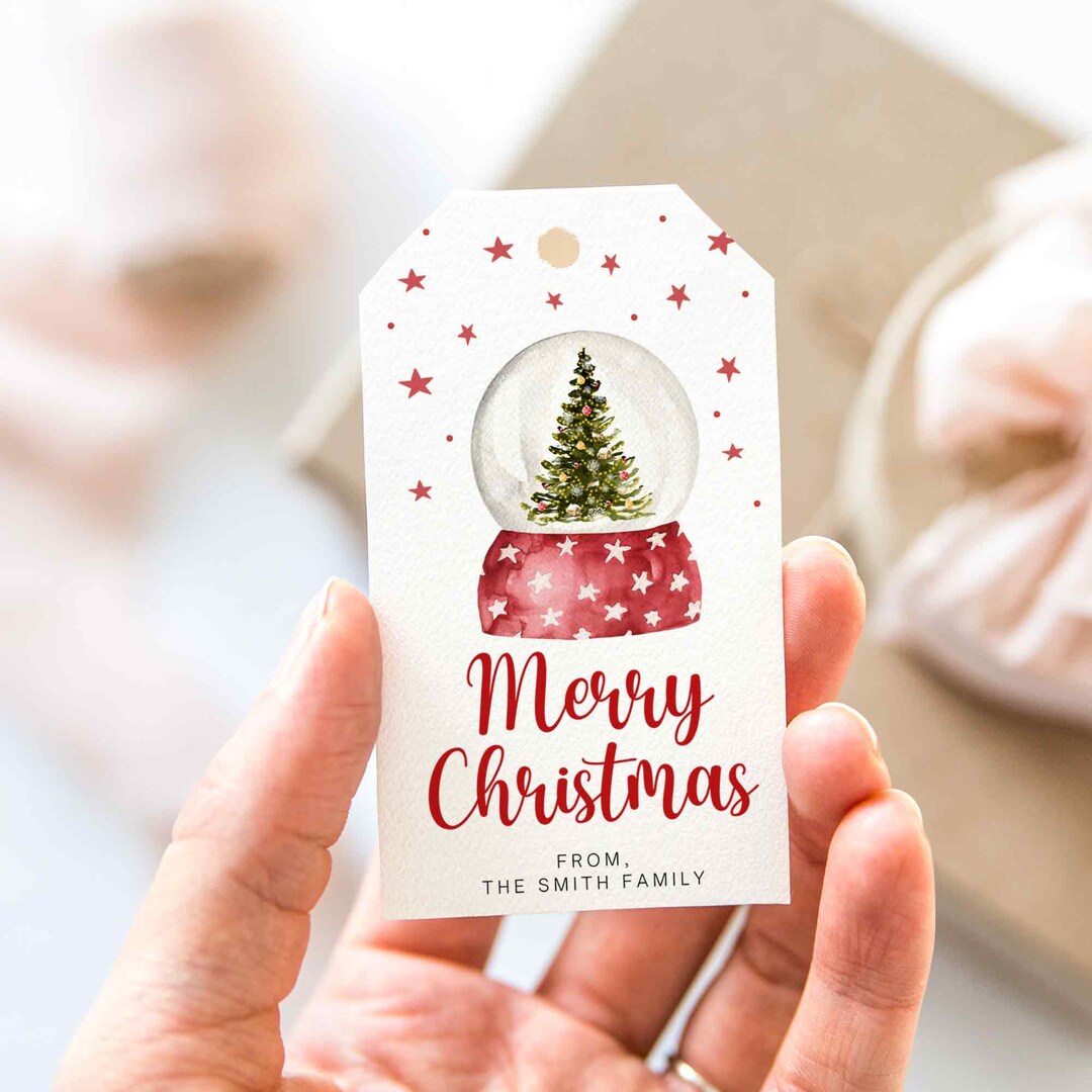 Editable Christmas Gift Tags, Printable Holiday Favor Tags, Watercolor ...