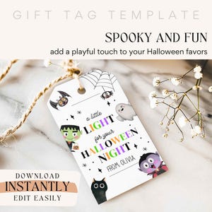 Printable Halloween Glow Stick Tag: Personalized Party Favor (editable ...