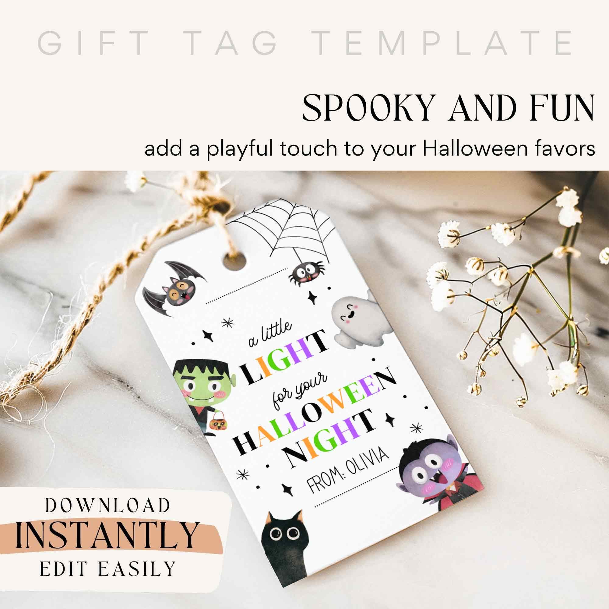 Printable Halloween Glow Stick Tag: Personalized Party Favor (editable ...