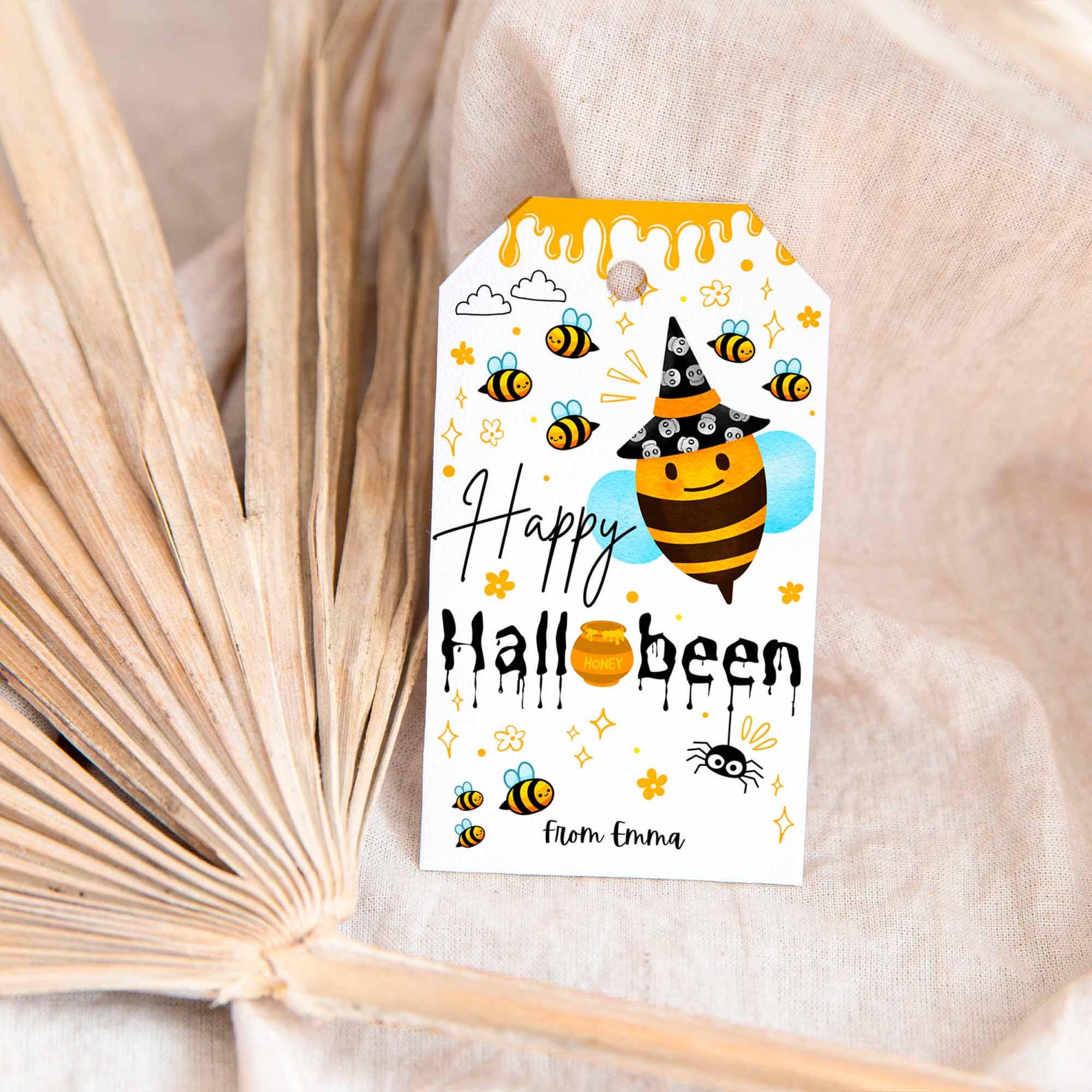 Happy Hallobeen Gift Tags, Hallo-been Halloween Bees Tags, Beehive Tag ...