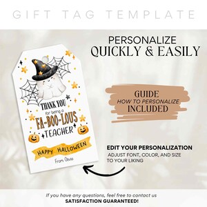 Faboolous Teacher Tag, Halloween Favor Tags, Editable Printable Treat ...