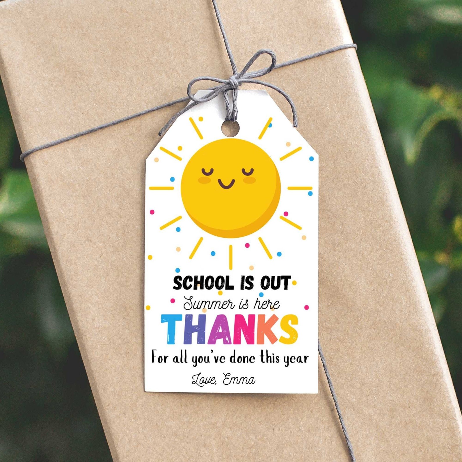 Thank You Teacher Appreciation Gift Tag, Sunshine Gift Tag ...