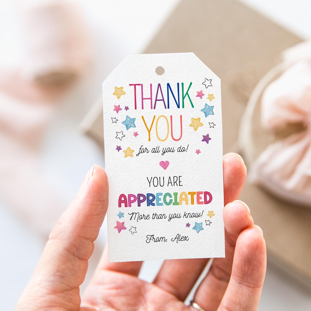 Appreciation Gift Tag, Thank You Gift Tag, Personalizable Thanks Gift ...