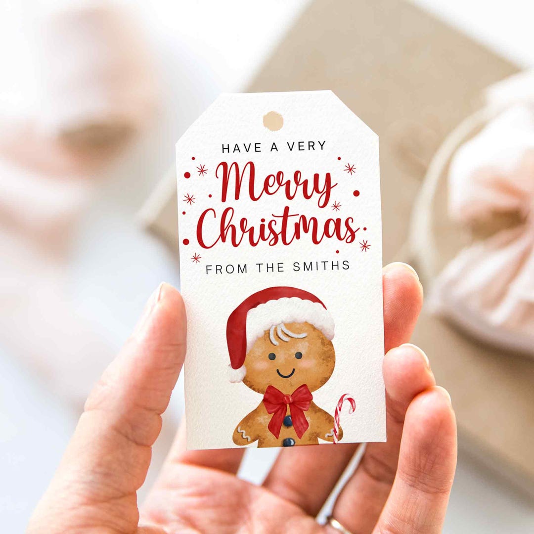 Gingerbread Man Christmas Gift Tags Digital, Printable Christmas Gift ...