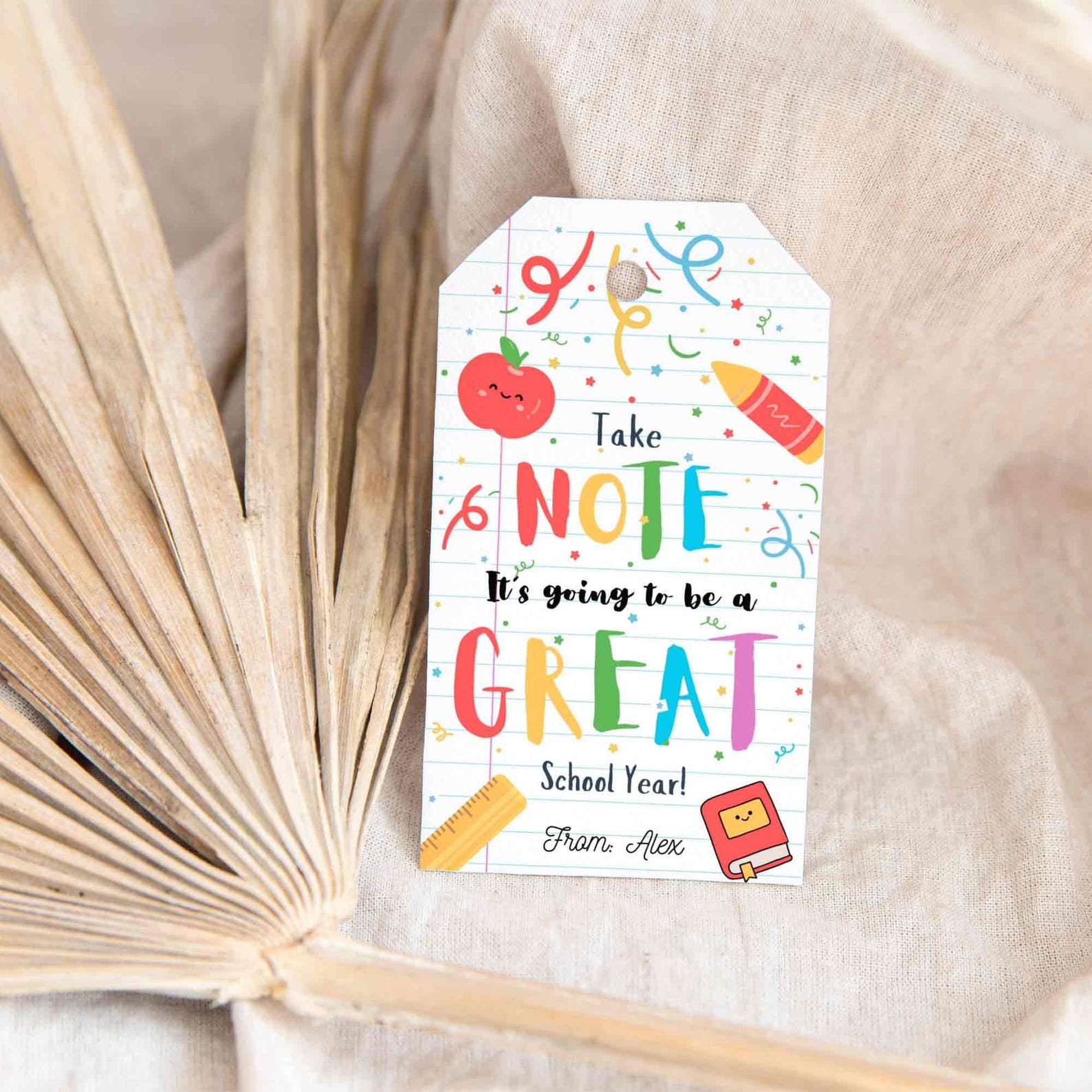 Back to School Gift Tag, Great School Year Tag Template, Printable ...