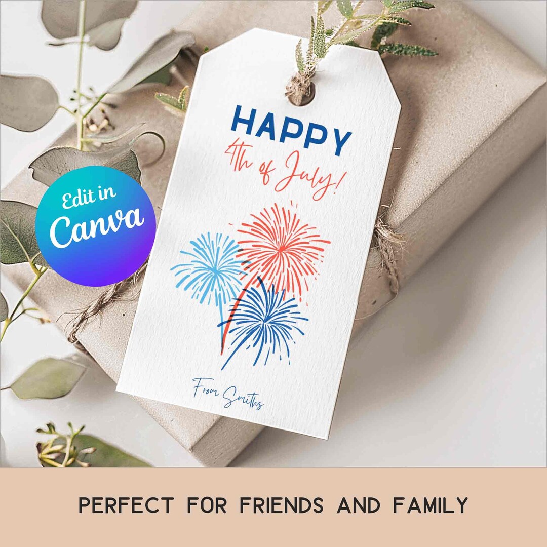 4th of July Gift Tag, Independence Day Gift Tag, Happy Fourth of July ...