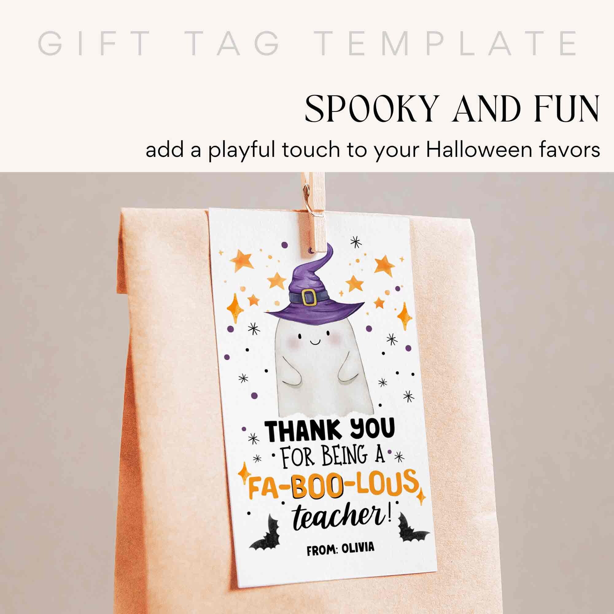 Halloween Teacher Tag, Faboolous Teacher,halloween Favor Tags, Class ...