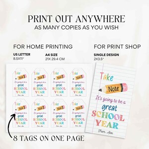 Back to School Gift Tag Template, Printable Gift Tags, Take Note It's ...