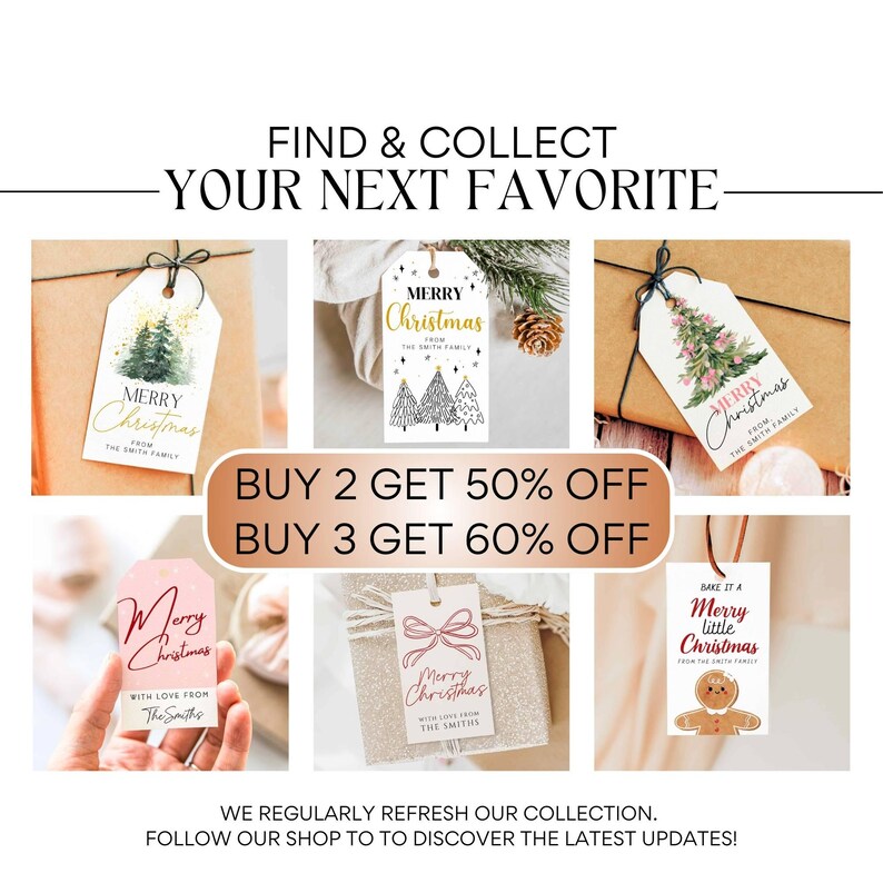 Editable Christmas Gift Tags, Digital Merry Christmas Favor Tags ...