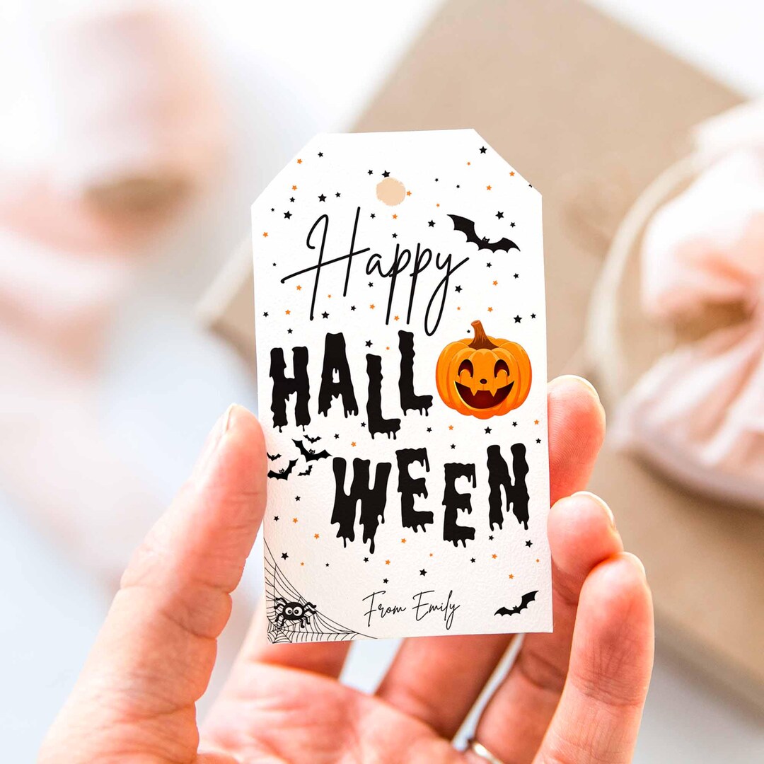 Editable Happy Halloween Favor Tags, Halloween Gift Tags, Pumpkin Gift ...