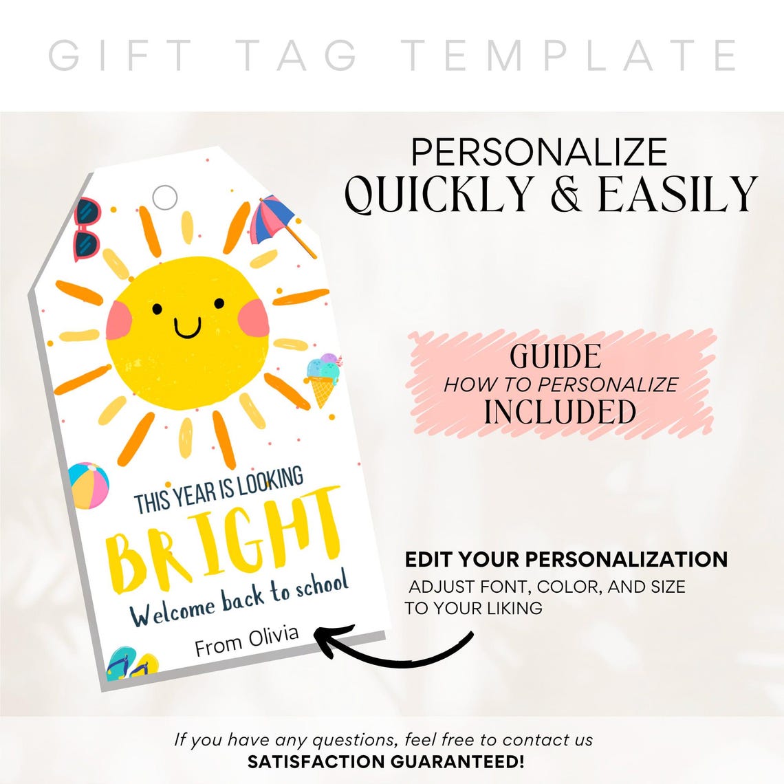 Back to School Sun Tag, Here's to a Bright School Year Tag, First Day ...