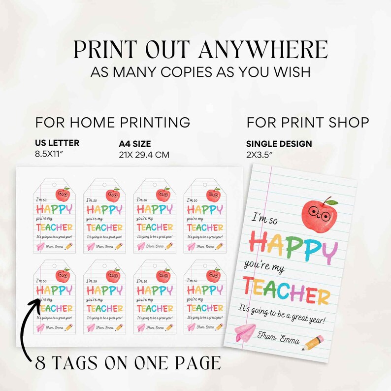 Back to School Gift Tag Template, Printable Gift Tags, Editable Tag for ...
