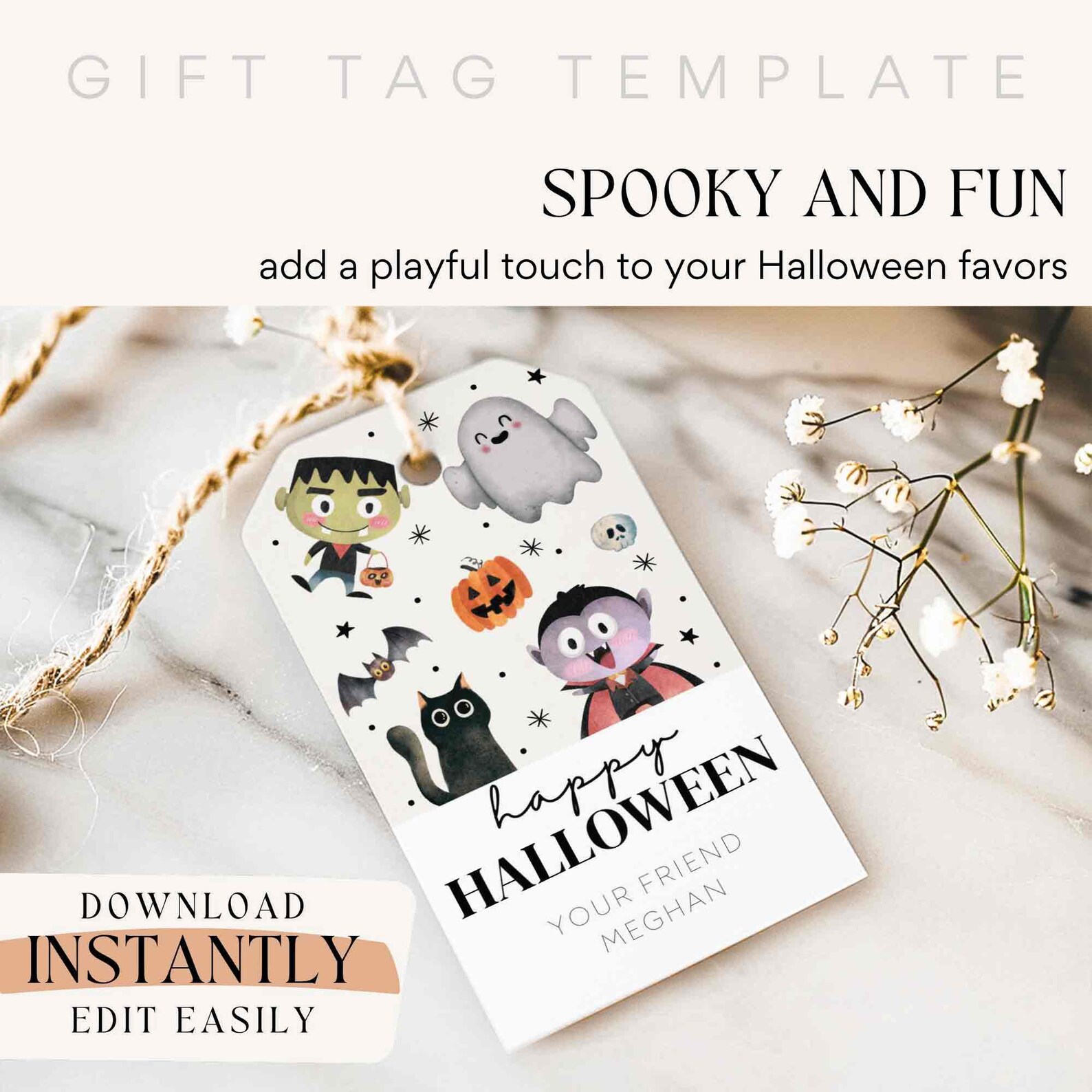 Halloween Personalized Favor Tags, Happy Halloween Treat Favor Tags ...