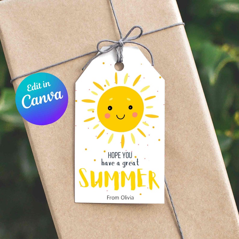 Have a Great Summer Gift Tag, Summer Sun Gift Tag, Sunshine Thank You ...