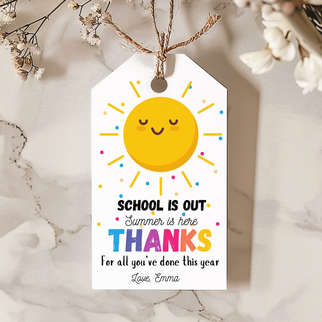 Thank You Teacher Appreciation Gift Tag, Sunshine Gift Tag ...