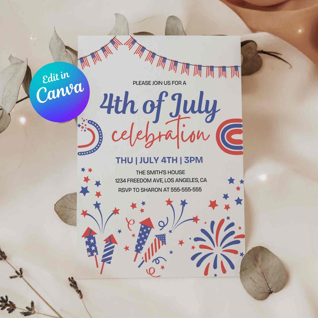 4th of July Party Invitation, American Flag Invitation, Independence ...