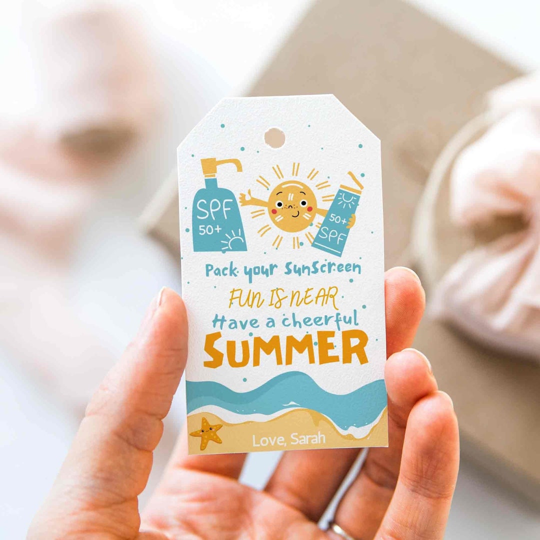 Summer Gift Tag, Sunscreen SPF Gift Tag, Sunshine Thank You Gift Tag ...