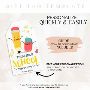 Back to School Gift Tag Personalized First Day of School Teacher ...