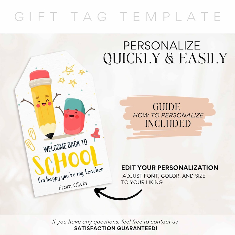 Back to School Gift Tag Personalized First Day of School Teacher ...
