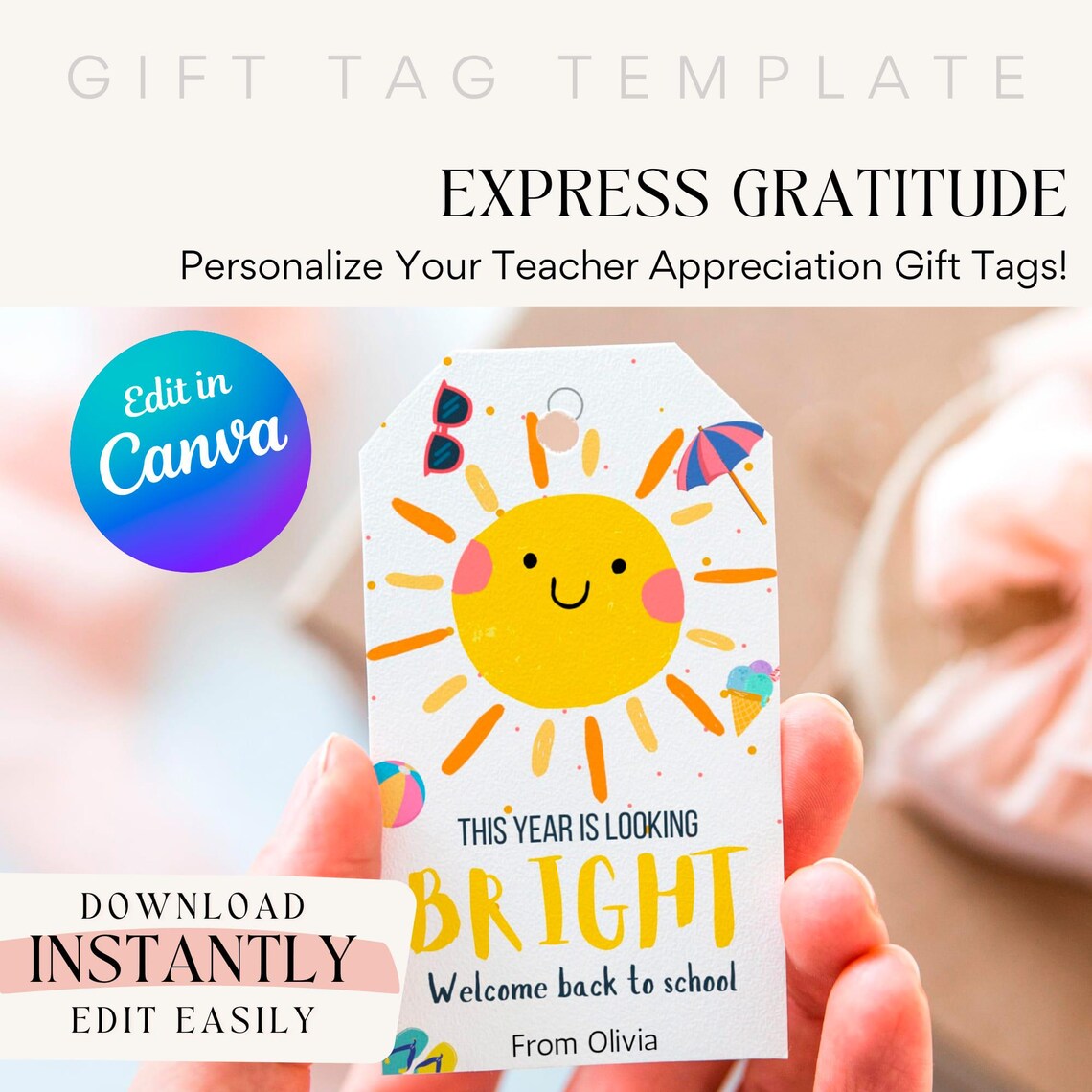 Back to School Sun Tag, Here's to a Bright School Year Tag, First Day ...