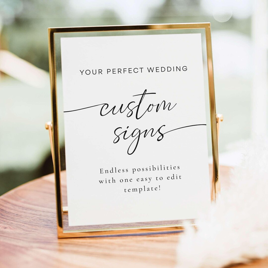 Editable Wedding Sign Template, Modern Custom Sign, Customizable Canva ...