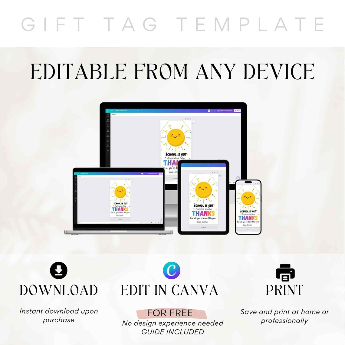 Summer Gift Tag, Sunscreen SPF Gift Tag, Sunshine Thank You Gift Tag ...