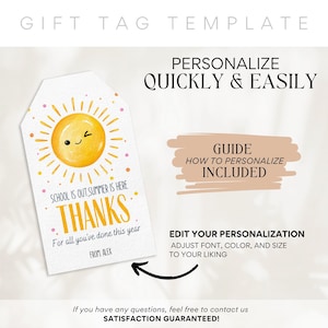 Have a Great Summer Gift Tag Template, Printable Gift Tags, Editable ...
