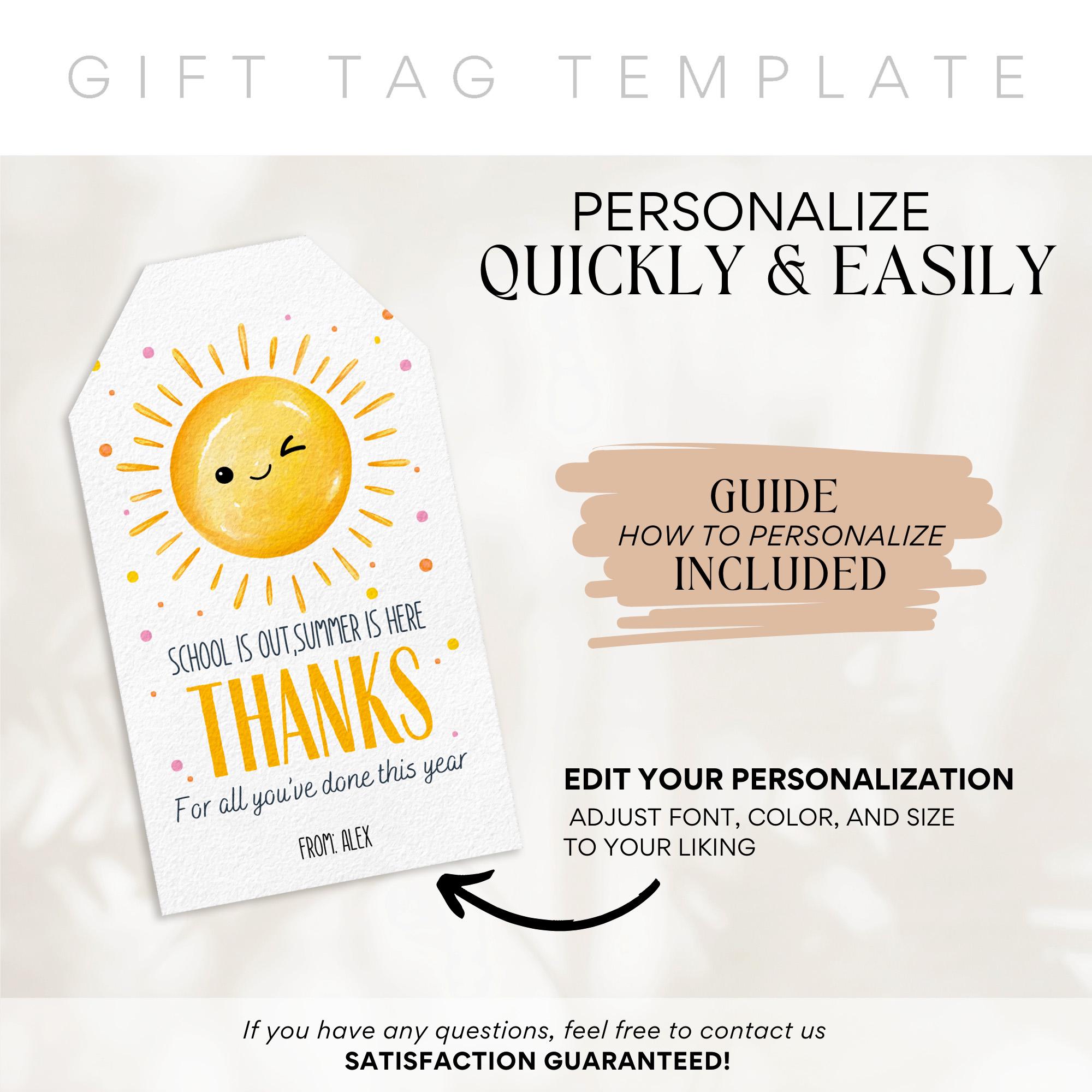 Have a Great Summer Gift Tag Template, Printable Gift Tags, Editable ...