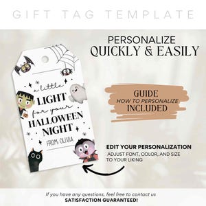 Printable Halloween Personalized Tags, Glow Stick Tag, Halloween Party ...
