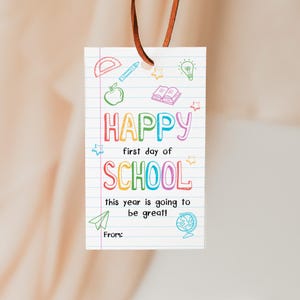 Printable Back to School Favor Tag, Happy First Day of School, Notepad ...