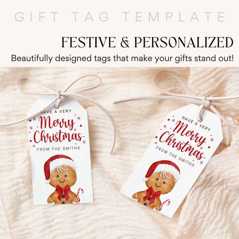 Gingerbread Man Christmas Gift Tags Digital, Printable Christmas Gift ...