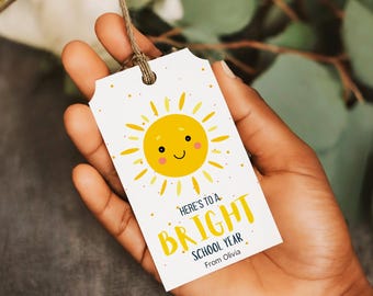 Back to School Sun Tag, Here's to a Bright School Year Tag, First Day ...