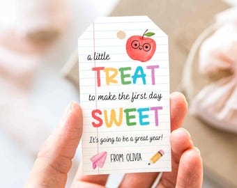 First Day of School Treat Tag, Welcome Back to School Tag for Teacher ...