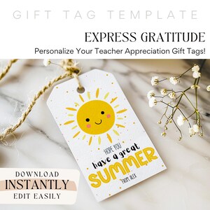 Have a Great Summer Gift Tag Template, Printable Gift Tags, Editable ...
