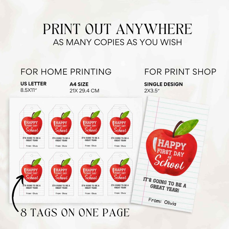 Back to School Gift Tag Template, Printable Gift Tags, Editable A ...