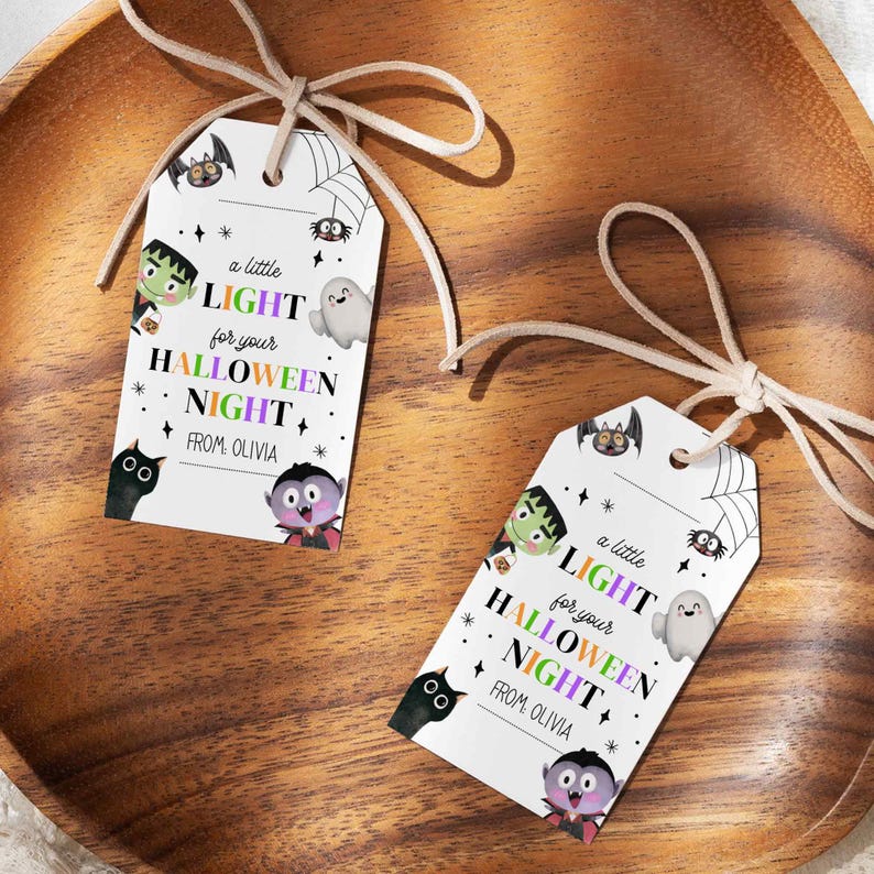 Printable Halloween Glow Stick Tag: Personalized Party Favor (editable ...