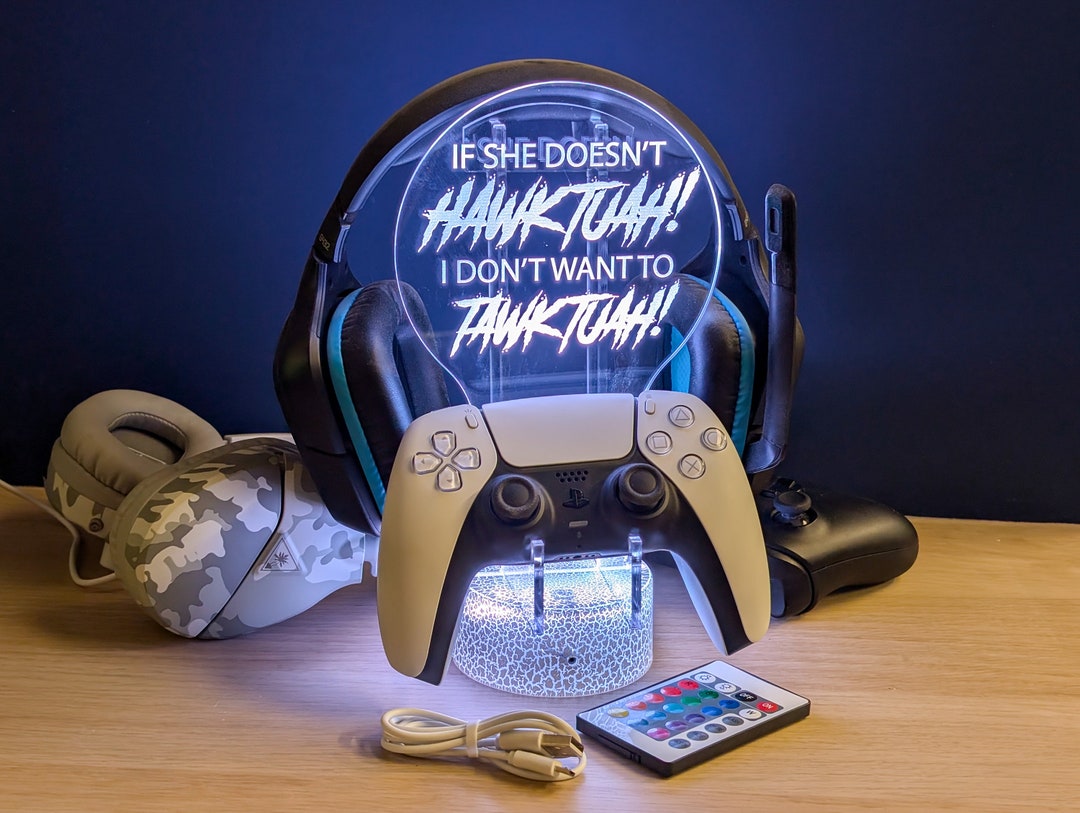 Hawk Tuah LED Controller Holder and Headset Gaming Station With White ...