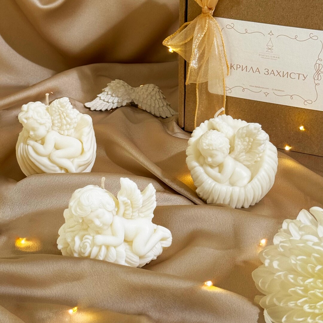 Sculpted Angel Candle, Personalized Cherub Gift, Unique Home Decoration ...