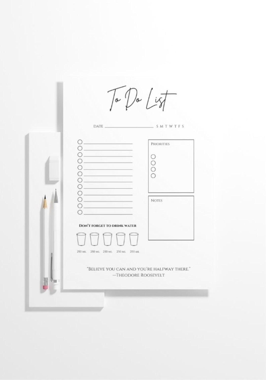 PRINTABLE Minimalist to Do List, Simple Tasks List Template ...