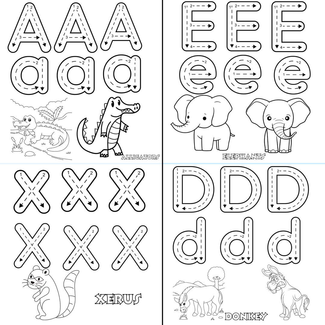 Alphabet Zoo A to Z Animal Coloring Fun - Etsy