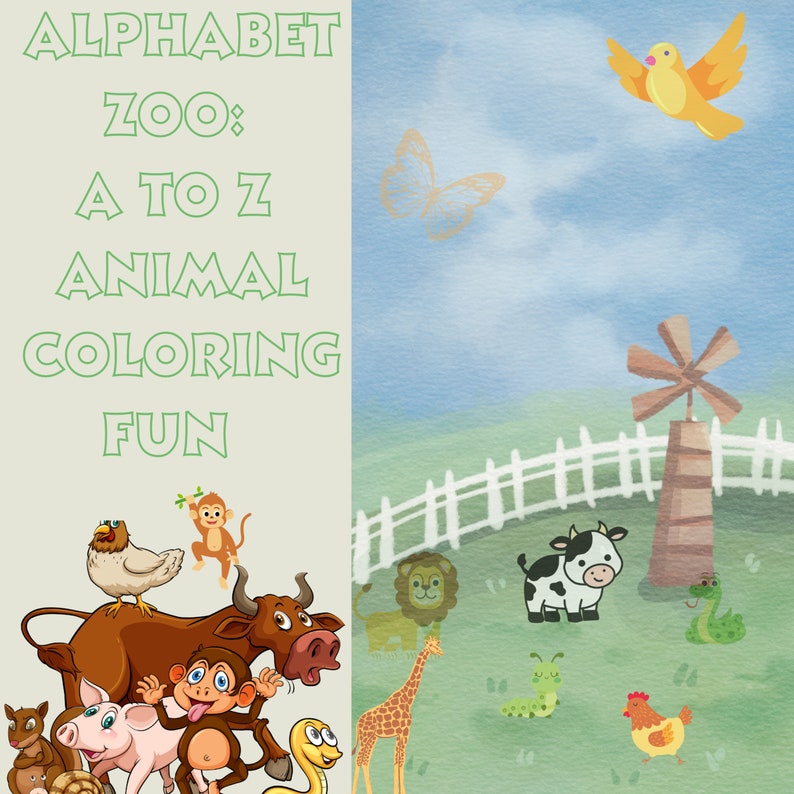 Alphabet Zoo A to Z Animal Coloring Fun - Etsy