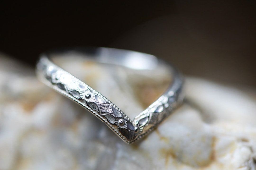 Silver V Ring * Solid Sterling Minimalist Band * Midi Stacking Band ...