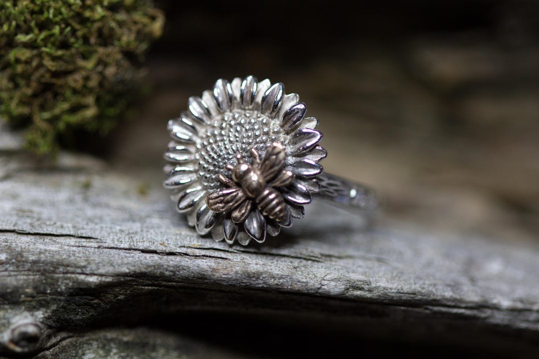 Sunflower Ring * Wildflower Ring * Solid Sterling Silver * Stacking ...