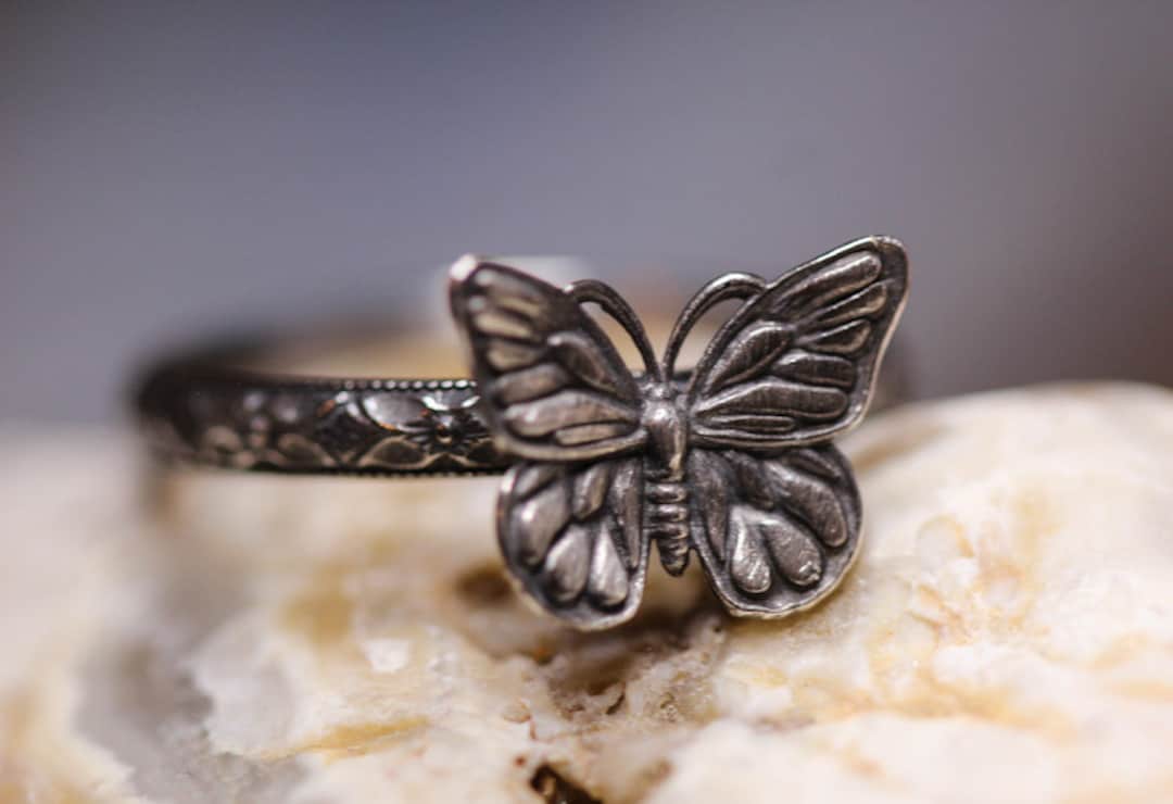 Butterfly Ring * Monarch Ring * Solid Sterling Silver * Stacking Band ...